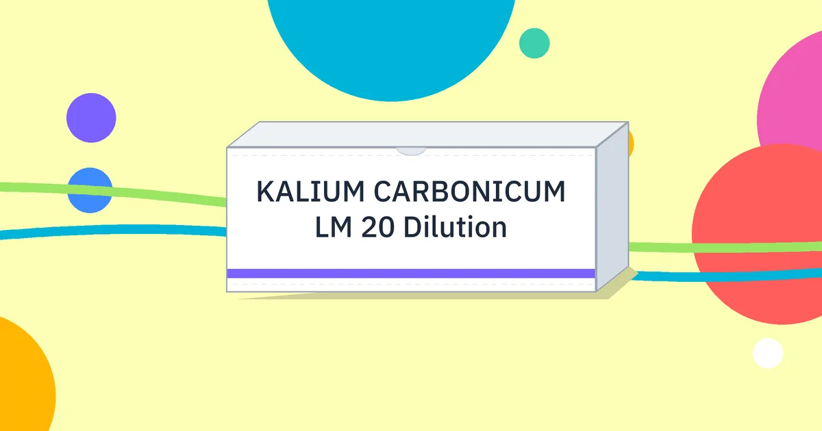 Symbolbild: Packung mit der Aufschrift KALIUM CARBONICUM LM 20 Dilution (PZN 12918364) – Verfügbarkeit und Bezug in Apotheken in Frankfurt am Main