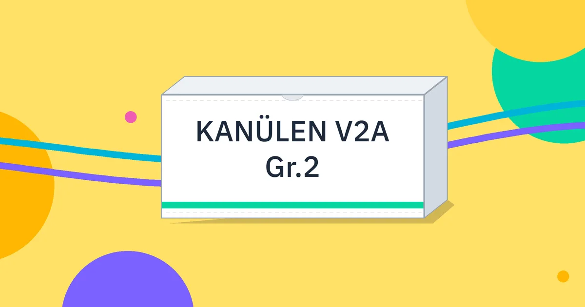 Symbolbild: Packung mit der Aufschrift KANÜLEN V2A Gr.2 (PZN 01728614) – Verfügbarkeit und Bezug in Apotheken in Frankfurt am Main