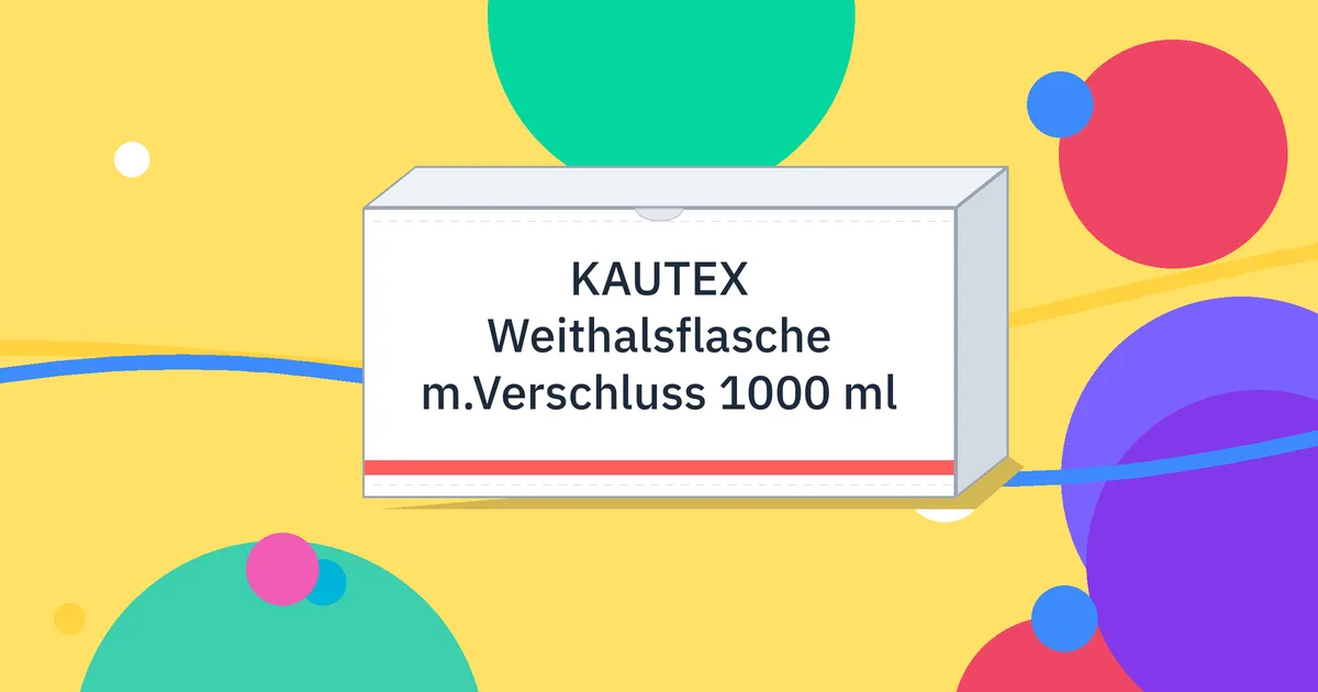 Symbolbild: Packung mit der Aufschrift KAUTEX Weithalsflasche m.Verschluss 1000 ml (PZN 18015321) – Verfügbarkeit und Bezug in Apotheken in Frankfurt am Main