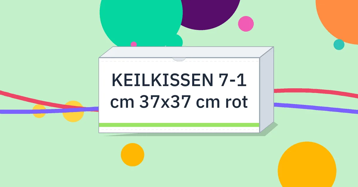 Symbolbild: Packung mit der Aufschrift KEILKISSEN 7-1 cm 37x37 cm rot (PZN 10997649) – Verfügbarkeit und Bezug in Apotheken in Frankfurt am Main