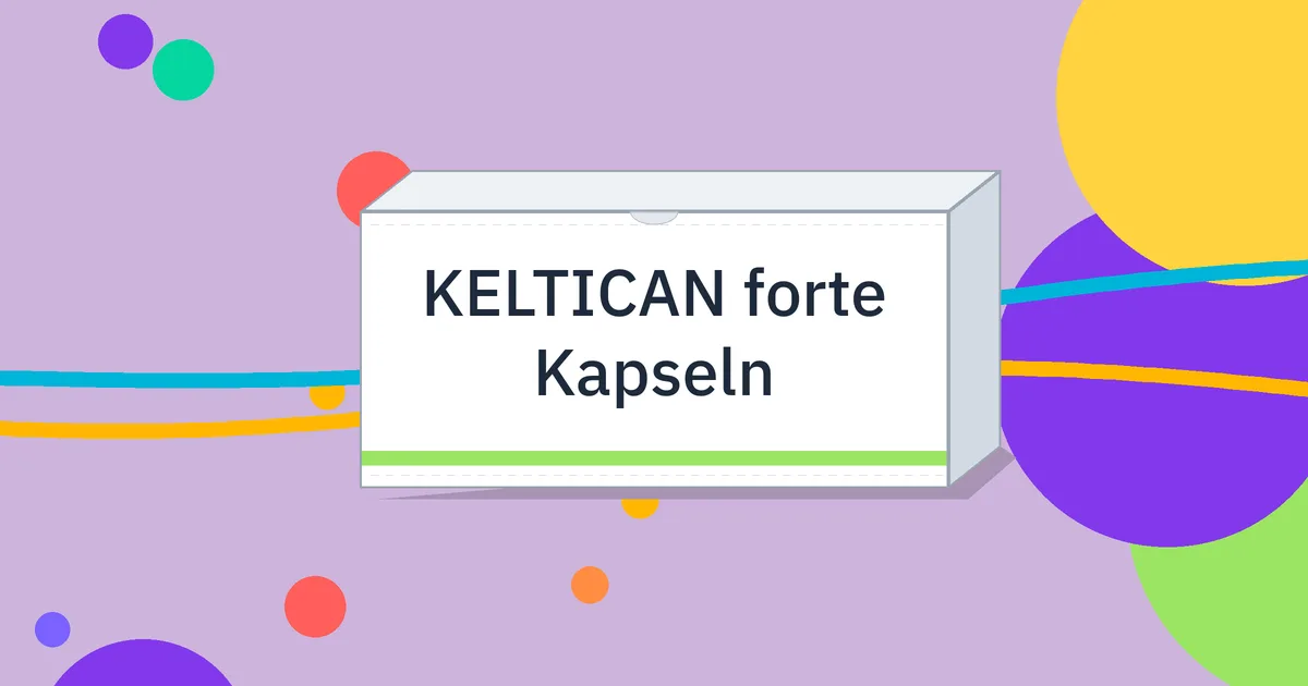 Symbolbild: Packung mit der Aufschrift KELTICAN forte Kapseln (PZN 01712257) – Verfügbarkeit und Bezug in Apotheken in Frankfurt am Main