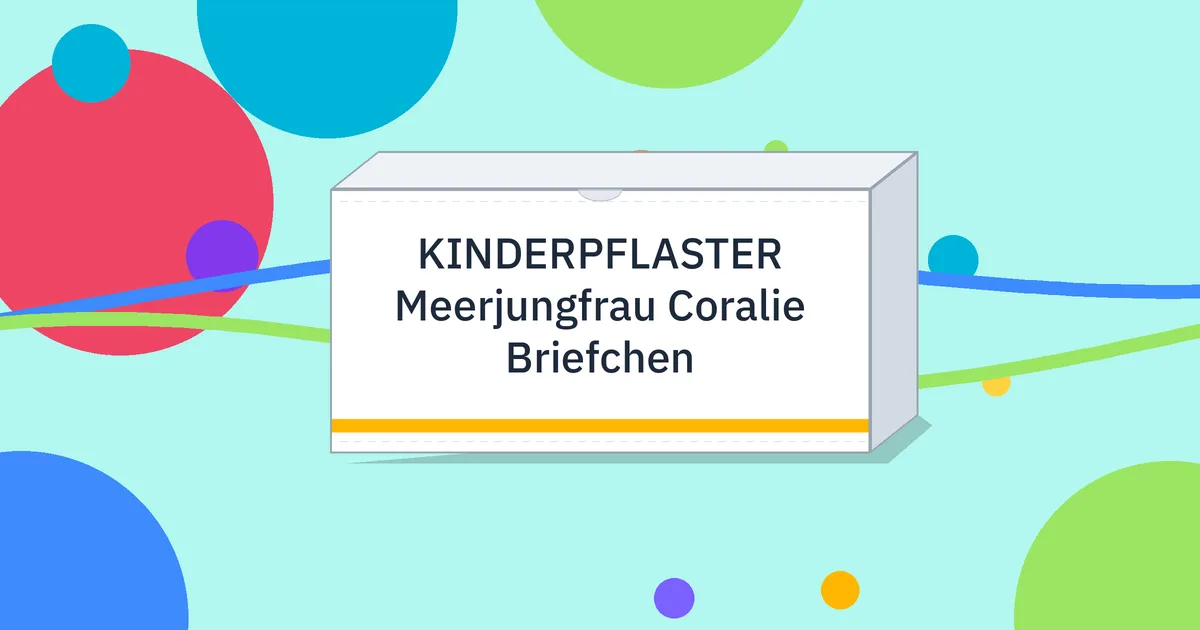 Symbolbild: Packung mit der Aufschrift KINDERPFLASTER Meerjungfrau Coralie Briefchen (PZN 19405314) – Verfügbarkeit und Bezug in Apotheken in Frankfurt am Main