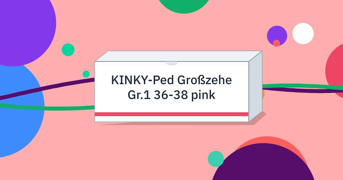 Symbolbild: Packung mit der Aufschrift KINKY-Ped Großzehe Gr.1 36-38 pink (PZN 11241451) – Verfügbarkeit und Bezug in Apotheken in Frankfurt am Main
