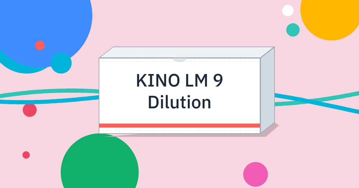Symbolbild: Packung mit der Aufschrift KINO LM 9 Dilution (PZN 13518460) – Verfügbarkeit und Bezug in Apotheken in Frankfurt am Main
