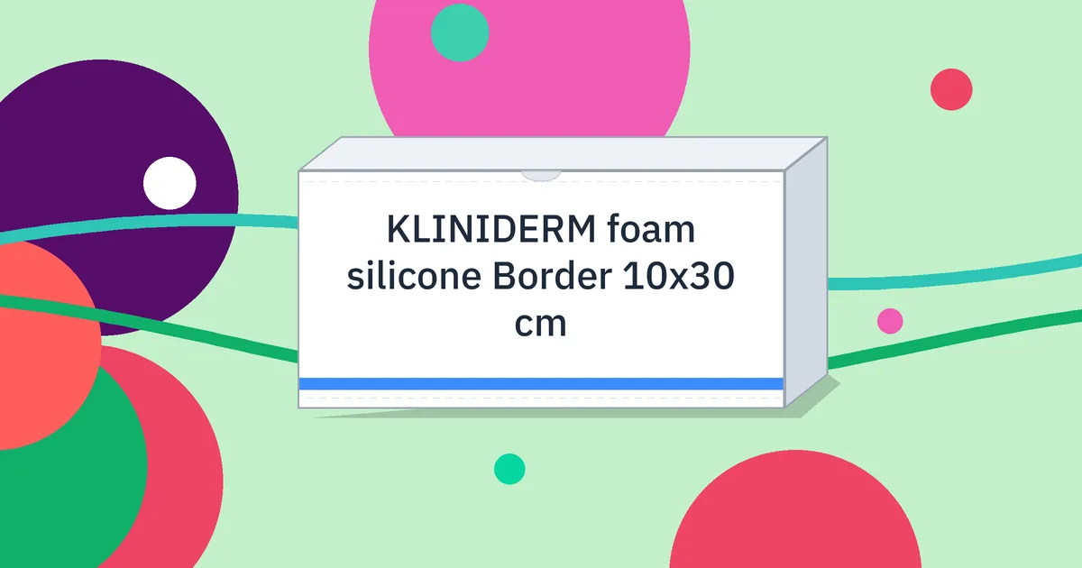 Symbolbild: Packung mit der Aufschrift KLINIDERM foam silicone Border 10x30 cm (PZN 12477836) – Verfügbarkeit und Bezug in Apotheken in Frankfurt am Main