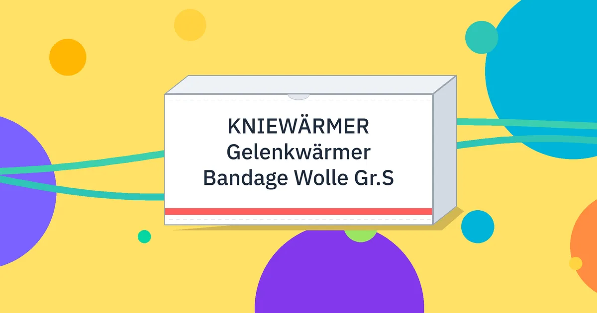 Symbolbild: Packung mit der Aufschrift KNIEWÄRMER Gelenkwärmer Bandage Wolle Gr.S (PZN 19390742) – Verfügbarkeit und Bezug in Apotheken in Frankfurt am Main