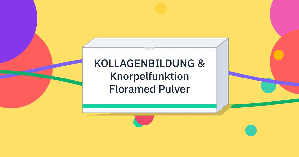 Symbolbild: Packung mit der Aufschrift KOLLAGENBILDUNG & Knorpelfunktion Floramed Pulver (PZN 15433650) – Verfügbarkeit und Bezug in Apotheken in Frankfurt am Main
