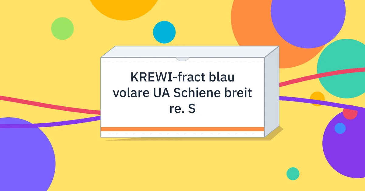 Symbolbild: Packung mit der Aufschrift KREWI-fract blau volare UA Schiene breit re. S (PZN 17300048) – Verfügbarkeit und Bezug in Apotheken in Frankfurt am Main