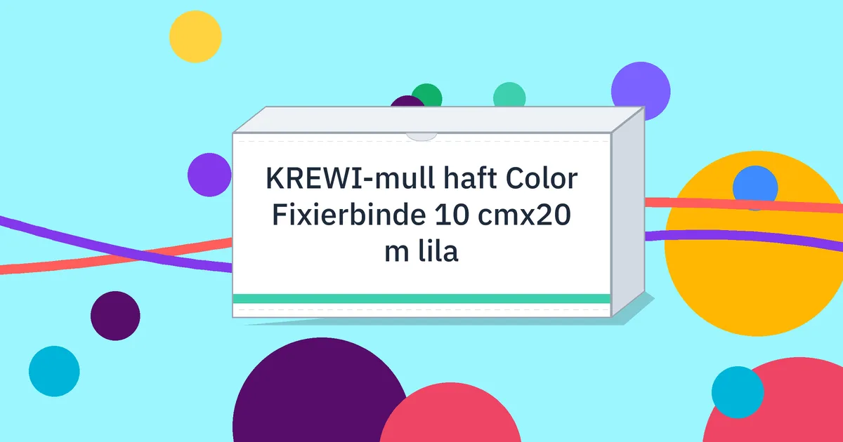 Symbolbild: Packung mit der Aufschrift KREWI-mull haft Color Fixierbinde 10 cmx20 m lila (PZN 11338937) – Verfügbarkeit und Bezug in Apotheken in Frankfurt am Main