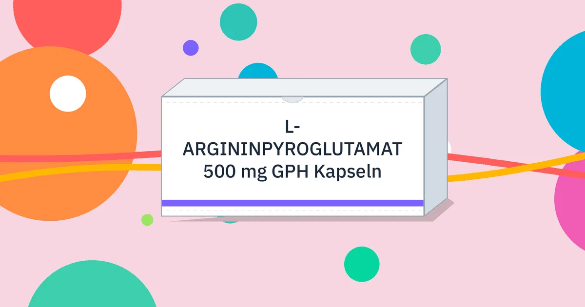 Symbolbild: Packung mit der Aufschrift L-ARGININPYROGLUTAMAT 500 mg GPH Kapseln (PZN 04131934) – Verfügbarkeit und Bezug in Apotheken in Frankfurt am Main