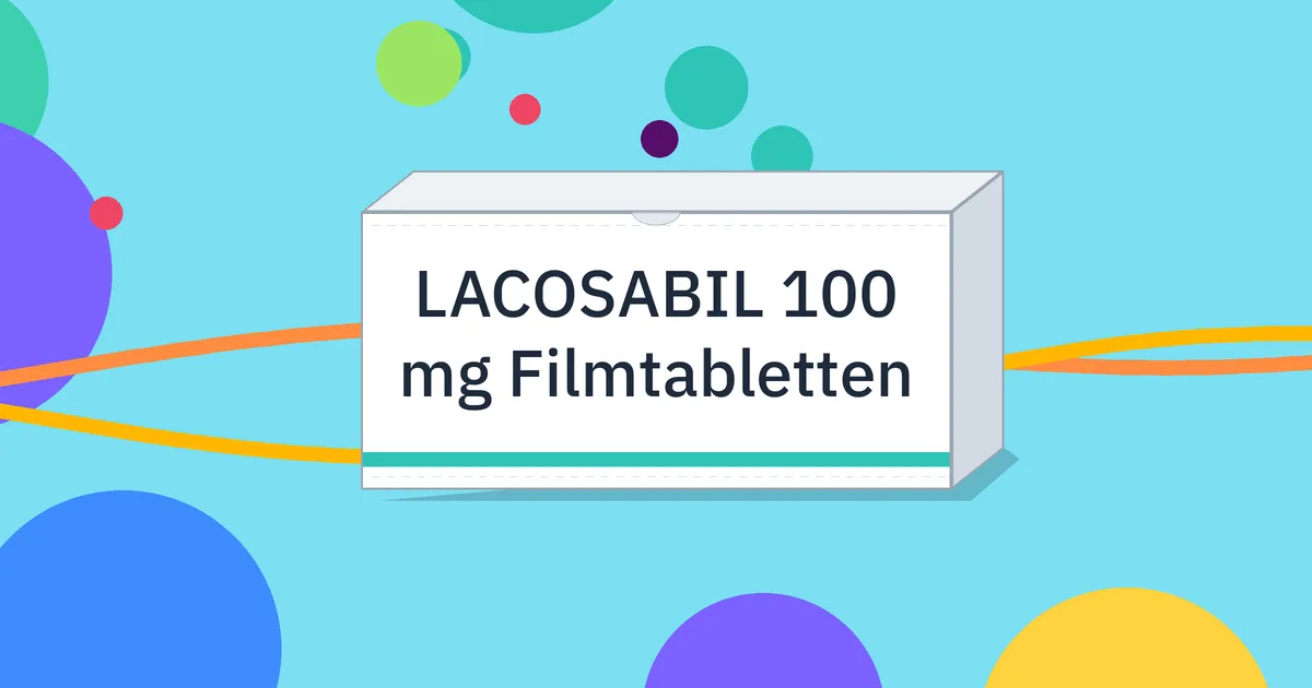 Symbolbild: Packung mit der Aufschrift LACOSABIL 100 mg Filmtabletten (PZN 18032236) – Verfügbarkeit und Bezug in Apotheken in Frankfurt am Main