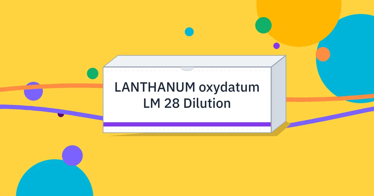 Symbolbild: Packung mit der Aufschrift LANTHANUM oxydatum LM 28 Dilution (PZN 13522409) – Verfügbarkeit und Bezug in Apotheken in Frankfurt am Main