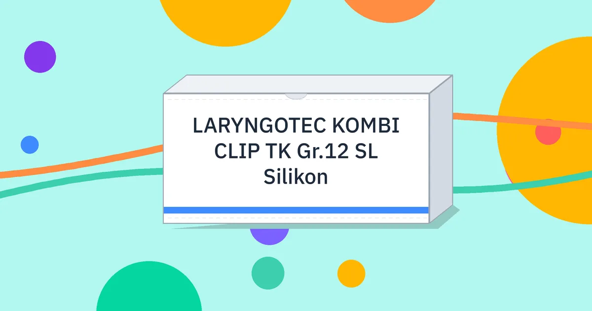 Symbolbild: Packung mit der Aufschrift LARYNGOTEC KOMBI CLIP TK Gr.12 SL Silikon (PZN 09538770) – Verfügbarkeit und Bezug in Apotheken in Frankfurt am Main