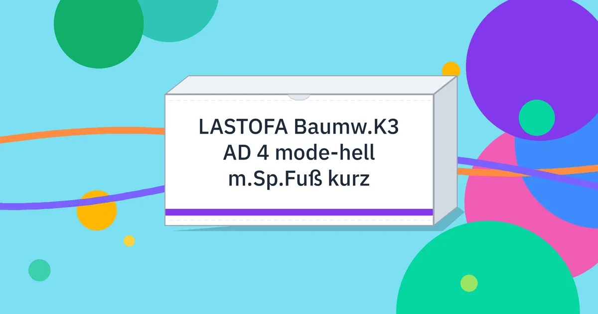 Symbolbild: Packung mit der Aufschrift LASTOFA Baumw.K3 AD 4 mode-hell m.Sp.Fuß kurz (PZN 01952694) – Verfügbarkeit und Bezug in Apotheken in Frankfurt am Main