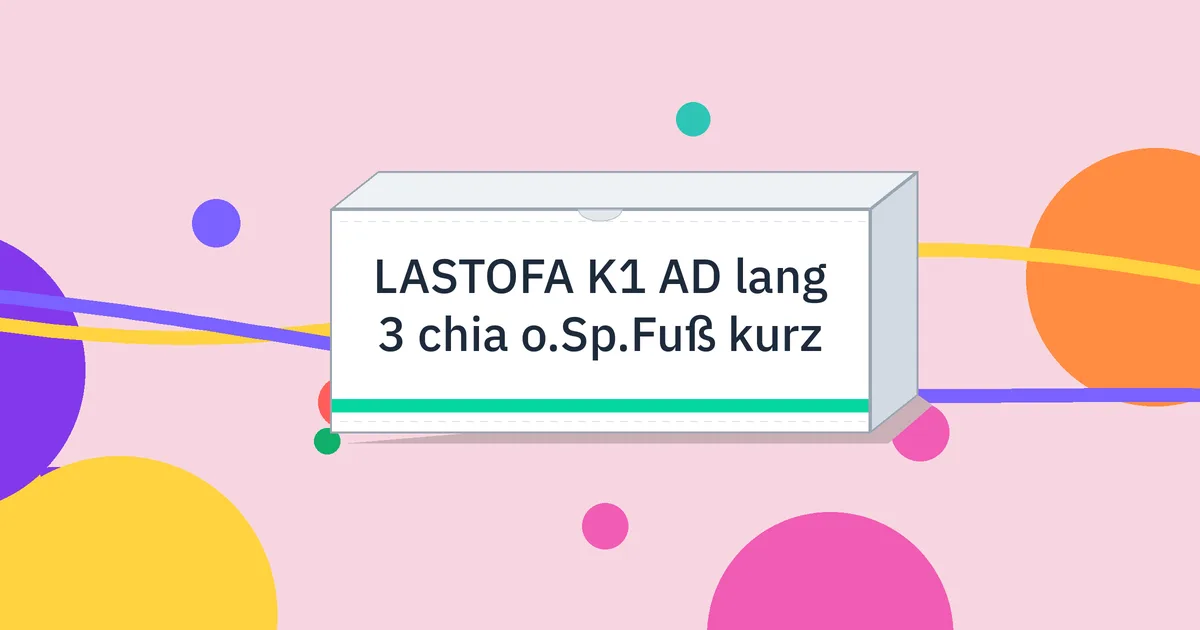 Symbolbild: Packung mit der Aufschrift LASTOFA K1 AD lang 3 chia o.Sp.Fuß kurz (PZN 13786901) – Verfügbarkeit und Bezug in Apotheken in Frankfurt am Main