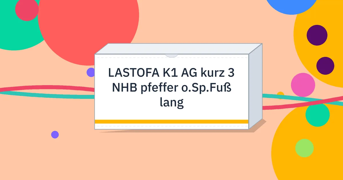 Symbolbild: Packung mit der Aufschrift LASTOFA K1 AG kurz 3 NHB pfeffer o.Sp.Fuß lang (PZN 14148373) – Verfügbarkeit und Bezug in Apotheken in Frankfurt am Main