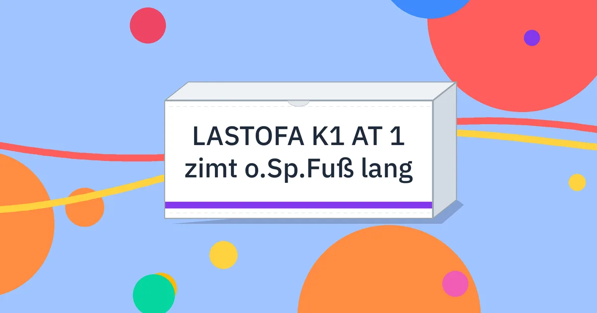 Symbolbild: Packung mit der Aufschrift LASTOFA K1 AT 1 zimt o.Sp.Fuß lang (PZN 14150619) – Verfügbarkeit und Bezug in Apotheken in Frankfurt am Main