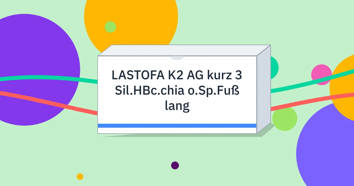 Symbolbild: Packung mit der Aufschrift LASTOFA K2 AG kurz 3 Sil.HBc.chia o.Sp.Fuß lang (PZN 14149668) – Verfügbarkeit und Bezug in Apotheken in Frankfurt am Main