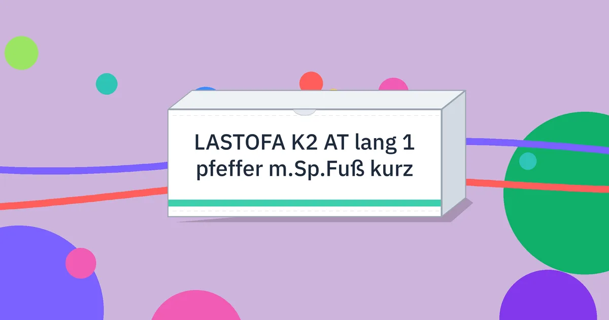 Symbolbild: Packung mit der Aufschrift LASTOFA K2 AT lang 1 pfeffer m.Sp.Fuß kurz (PZN 13808413) – Verfügbarkeit und Bezug in Apotheken in Frankfurt am Main
