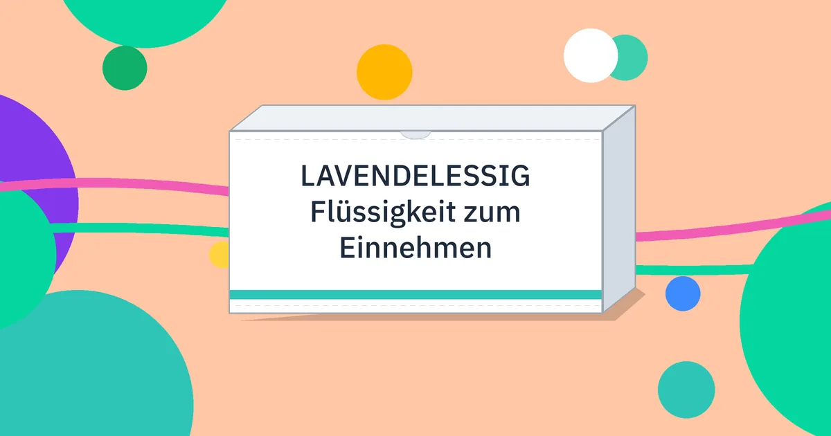 Symbolbild: Packung mit der Aufschrift LAVENDELESSIG Flüssigkeit zum Einnehmen (PZN 15401213) – Verfügbarkeit und Bezug in Apotheken in Frankfurt am Main