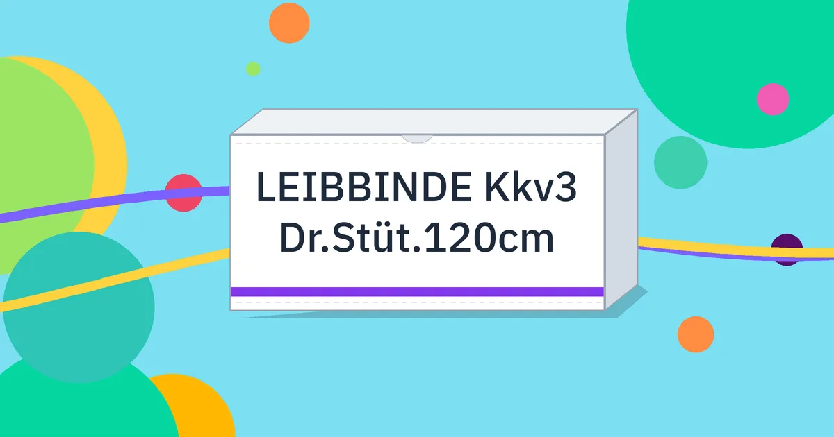 Symbolbild: Packung mit der Aufschrift LEIBBINDE Kkv3 Dr.Stüt.120cm (PZN 01732001) – Verfügbarkeit und Bezug in Apotheken in Frankfurt am Main