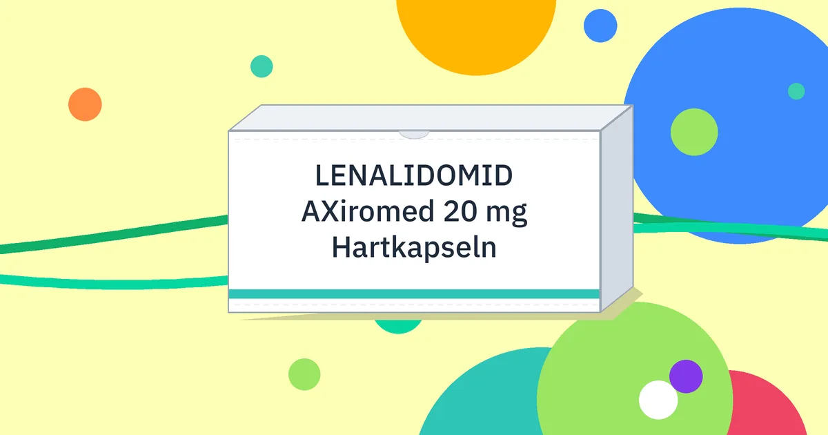 Symbolbild: Packung mit der Aufschrift LENALIDOMID AXiromed 20 mg Hartkapseln (PZN 18488893) – Verfügbarkeit und Bezug in Apotheken in Frankfurt am Main