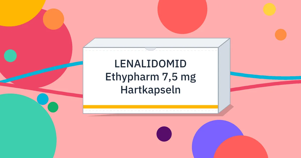 Symbolbild: Packung mit der Aufschrift LENALIDOMID Ethypharm 7,5 mg Hartkapseln (PZN 17629682) – Verfügbarkeit und Bezug in Apotheken in Frankfurt am Main
