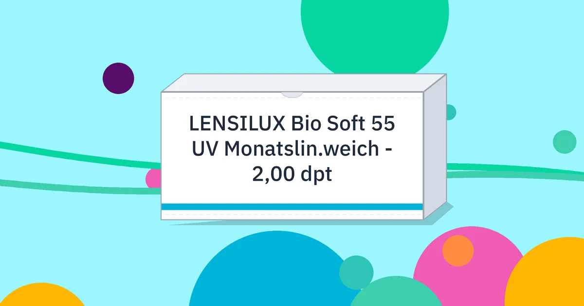 Symbolbild: Packung mit der Aufschrift LENSILUX Bio Soft 55 UV Monatslin.weich -2,00 dpt (PZN 20001651) – Verfügbarkeit und Bezug in Apotheken in Frankfurt am Main
