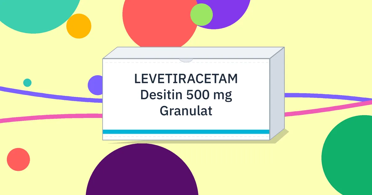 Symbolbild: Packung mit der Aufschrift LEVETIRACETAM Desitin 500 mg Granulat (PZN 08891458) – Verfügbarkeit und Bezug in Apotheken in Frankfurt am Main