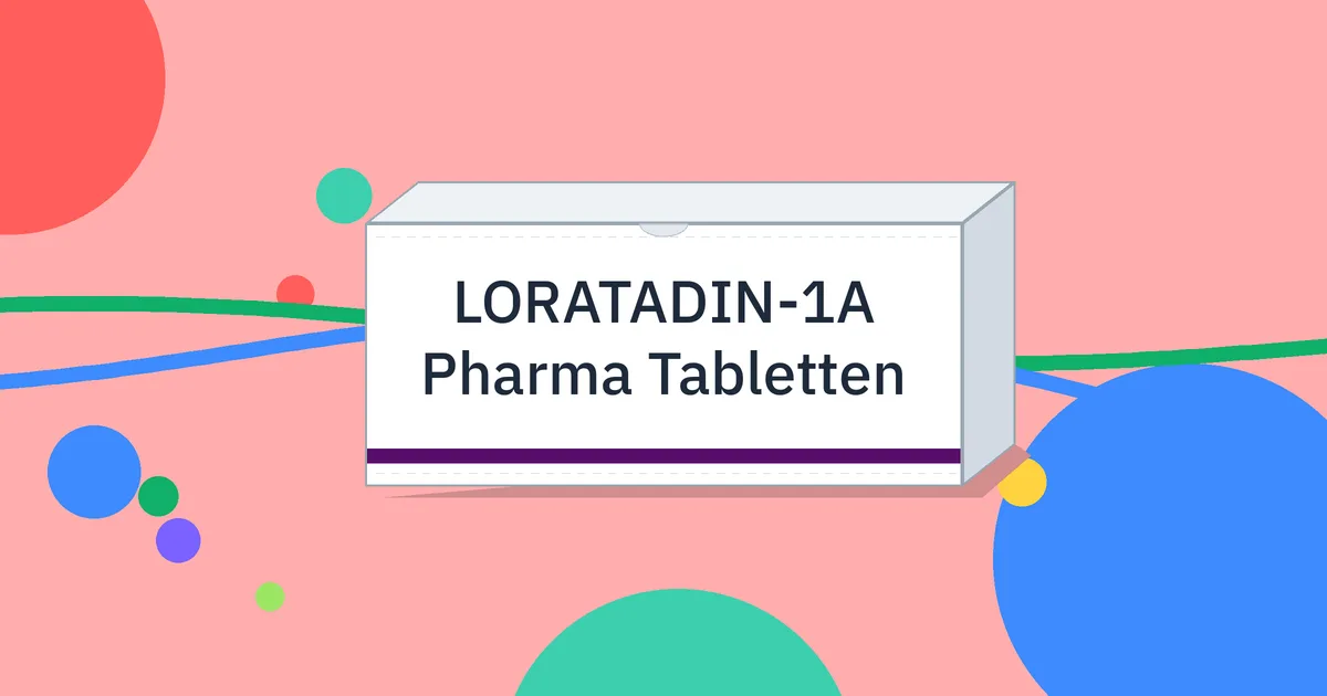 Symbolbild: Packung mit der Aufschrift LORATADIN-1A Pharma Tabletten (PZN 01879112) – Verfügbarkeit und Bezug in Apotheken in Frankfurt am Main