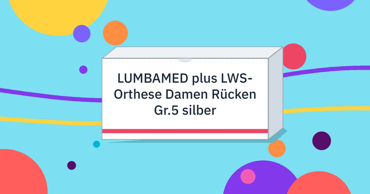 Symbolbild: Packung mit der Aufschrift LUMBAMED plus LWS-Orthese Damen Rücken Gr.5 silber (PZN 18827711) – Verfügbarkeit und Bezug in Apotheken in Frankfurt am Main