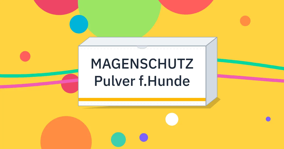 Symbolbild: Packung mit der Aufschrift MAGENSCHUTZ Pulver f.Hunde (PZN 13033923) – Verfügbarkeit und Bezug in Apotheken in Frankfurt am Main