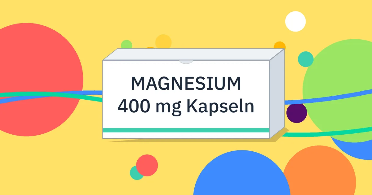 Symbolbild: Packung mit der Aufschrift MAGNESIUM 400 mg Kapseln (PZN 18018153) – Verfügbarkeit und Bezug in Apotheken in Frankfurt am Main