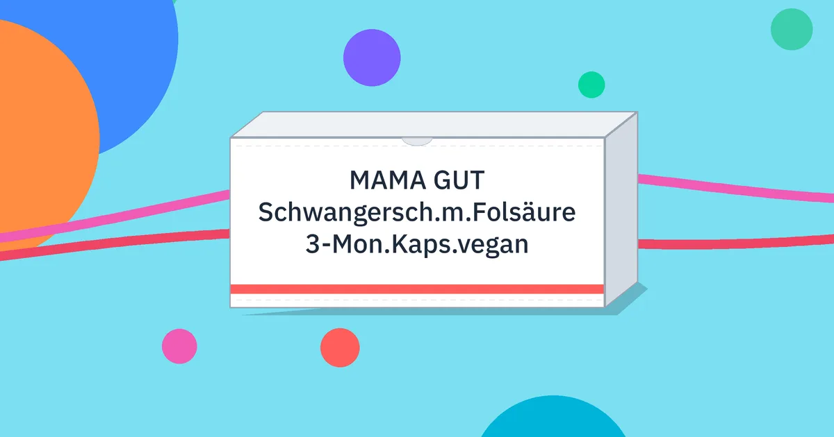Symbolbild: Packung mit der Aufschrift MAMA GUT Schwangersch.m.Folsäure 3-Mon.Kaps.vegan (PZN 17635352) – Verfügbarkeit und Bezug in Apotheken in Frankfurt am Main