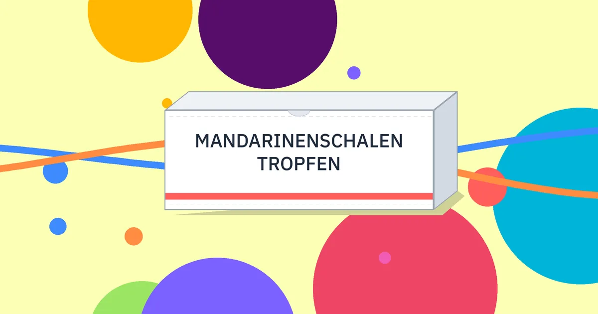 Symbolbild: Packung mit der Aufschrift MANDARINENSCHALEN TROPFEN (PZN 15237765) – Verfügbarkeit und Bezug in Apotheken in Frankfurt am Main