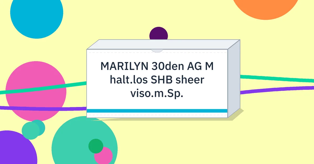Symbolbild: Packung mit der Aufschrift MARILYN 30den AG M halt.los SHB sheer viso.m.Sp. (PZN 16186449) – Verfügbarkeit und Bezug in Apotheken in Frankfurt am Main
