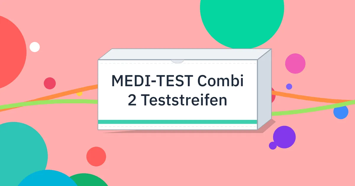 Symbolbild: Packung mit der Aufschrift MEDI-TEST Combi 2 Teststreifen (PZN 03955194) – Verfügbarkeit und Bezug in Apotheken in Frankfurt am Main