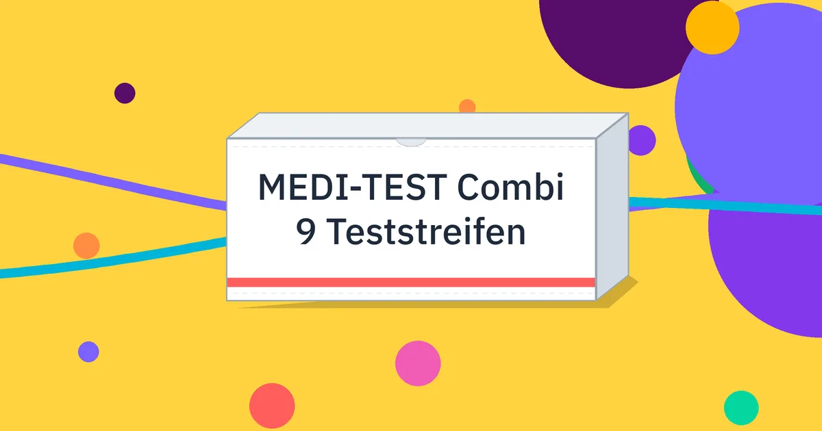 Symbolbild: Packung mit der Aufschrift MEDI-TEST Combi 9 Teststreifen (PZN 03252340) – Verfügbarkeit und Bezug in Apotheken in Frankfurt am Main