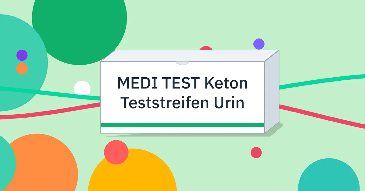 Symbolbild: Packung mit der Aufschrift MEDI TEST Keton Teststreifen Urin (PZN 14145185) – Verfügbarkeit und Bezug in Apotheken in Frankfurt am Main