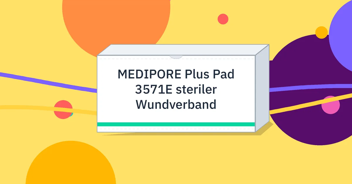 Symbolbild: Packung mit der Aufschrift MEDIPORE Plus Pad 3571E steriler Wundverband (PZN 09008500) – Verfügbarkeit und Bezug in Apotheken in Frankfurt am Main