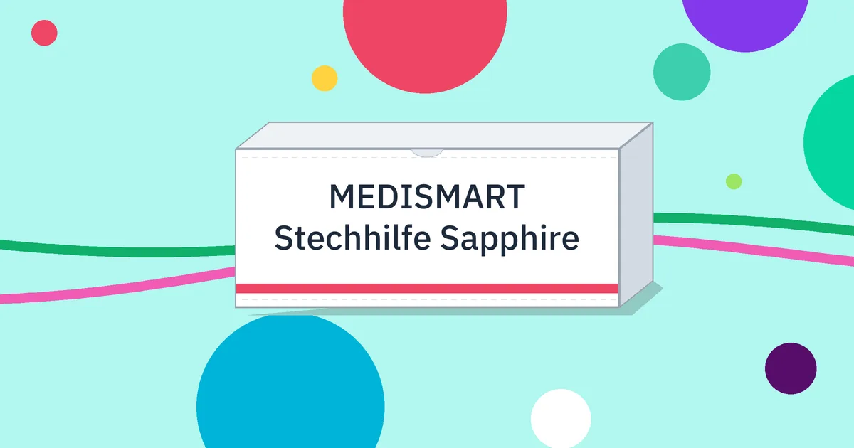 Symbolbild: Packung mit der Aufschrift MEDISMART Stechhilfe Sapphire (PZN 09729412) – Verfügbarkeit und Bezug in Apotheken in Frankfurt am Main
