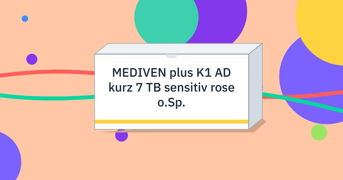 Symbolbild: Packung mit der Aufschrift MEDIVEN plus K1 AD kurz 7 TB sensitiv rose o.Sp. (PZN 15053479) – Verfügbarkeit und Bezug in Apotheken in Frankfurt am Main