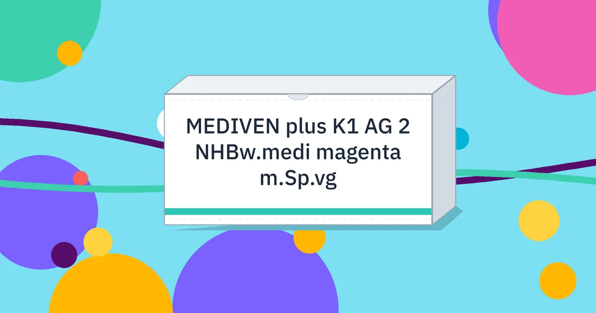 Symbolbild: Packung mit der Aufschrift MEDIVEN plus K1 AG 2 NHBw.medi magenta m.Sp.vg (PZN 15923621) – Verfügbarkeit und Bezug in Apotheken in Frankfurt am Main