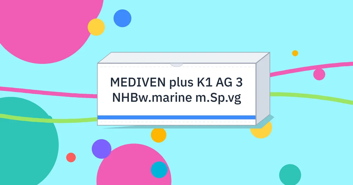 Symbolbild: Packung mit der Aufschrift MEDIVEN plus K1 AG 3 NHBw.marine m.Sp.vg (PZN 15924365) – Verfügbarkeit und Bezug in Apotheken in Frankfurt am Main