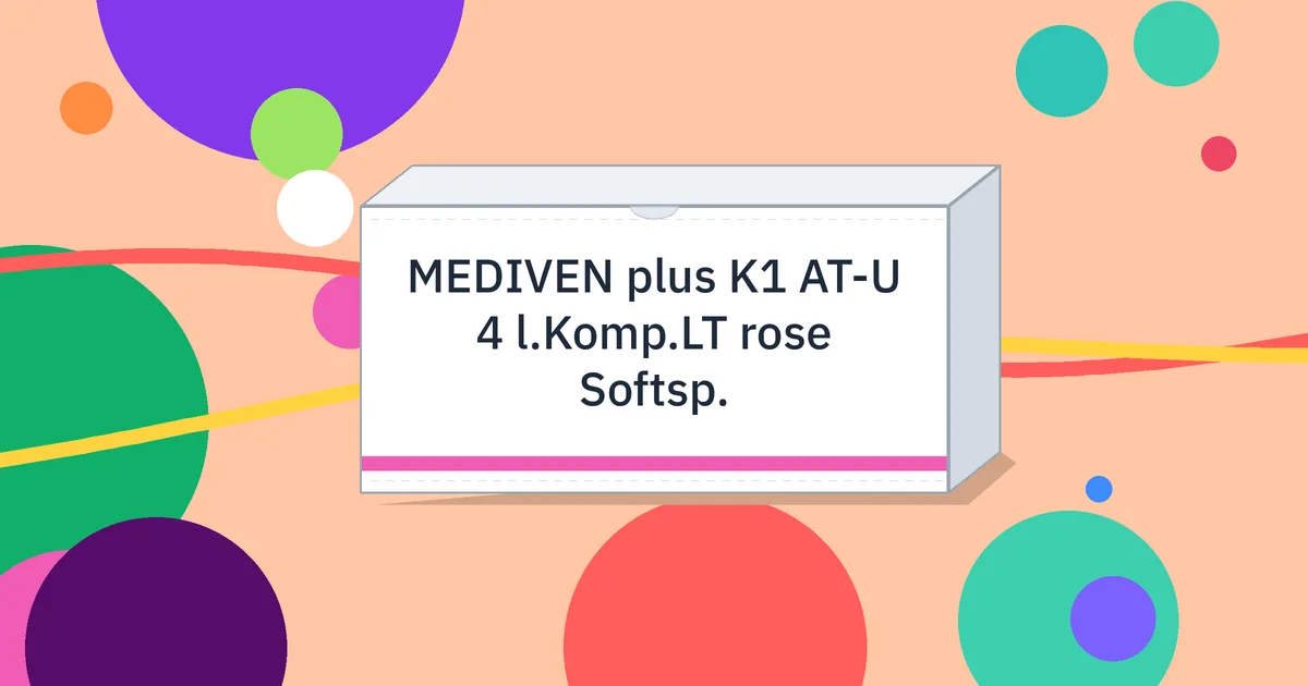 Symbolbild: Packung mit der Aufschrift MEDIVEN plus K1 AT-U 4 l.Komp.LT rose Softsp. (PZN 15033318) – Verfügbarkeit und Bezug in Apotheken in Frankfurt am Main