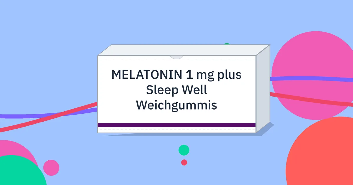 Symbolbild: Packung mit der Aufschrift MELATONIN 1 mg plus Sleep Well Weichgummis (PZN 18366523) – Verfügbarkeit und Bezug in Apotheken in Frankfurt am Main