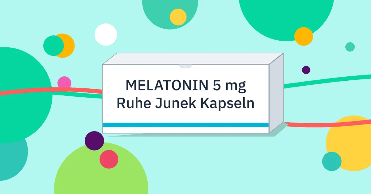 Symbolbild: Packung mit der Aufschrift MELATONIN 5 mg Ruhe Junek Kapseln (PZN 17900558) – Verfügbarkeit und Bezug in Apotheken in Frankfurt am Main