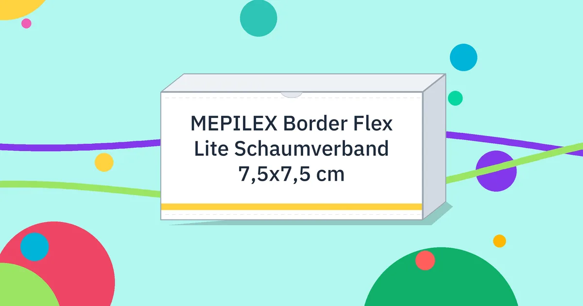 Symbolbild: Packung mit der Aufschrift MEPILEX Border Flex Lite Schaumverband 7,5x7,5 cm (PZN 17565918) – Verfügbarkeit und Bezug in Apotheken in Frankfurt am Main