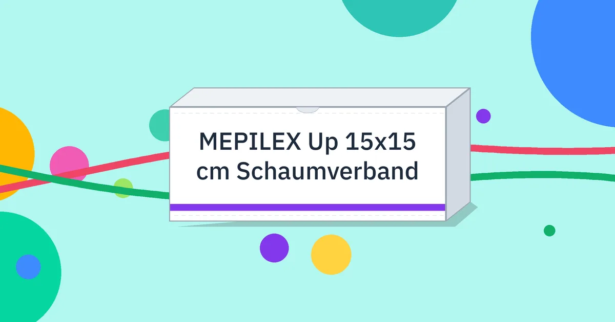 Symbolbild: Packung mit der Aufschrift MEPILEX Up 15x15 cm Schaumverband (PZN 20123756) – Verfügbarkeit und Bezug in Apotheken in Frankfurt am Main