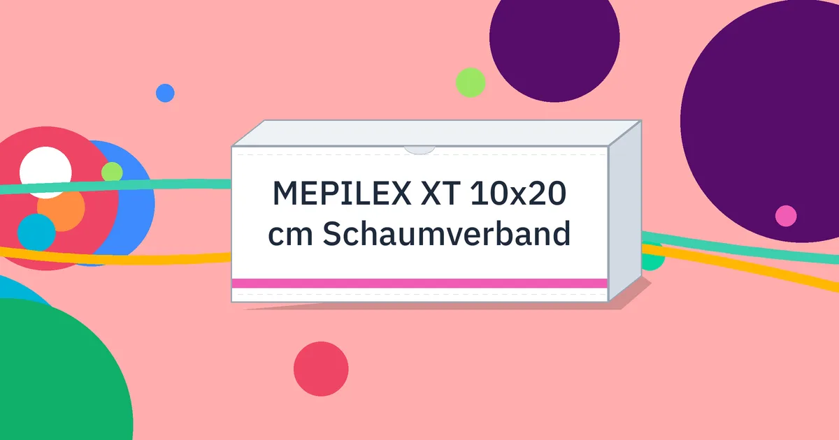 Symbolbild: Packung mit der Aufschrift MEPILEX XT 10x20 cm Schaumverband (PZN 15269877) – Verfügbarkeit und Bezug in Apotheken in Frankfurt am Main